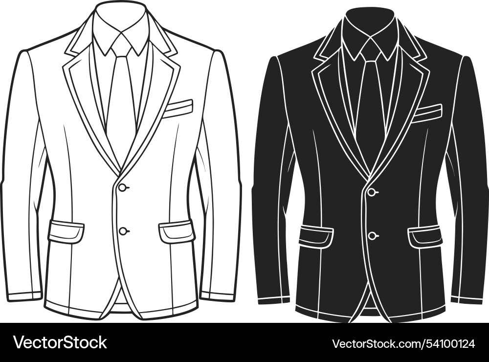 Different types of mens tailored suit Royalty Free Vector