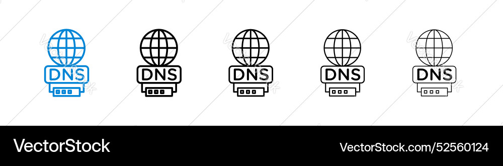 Dns icon set on white background Royalty Free Vector Image