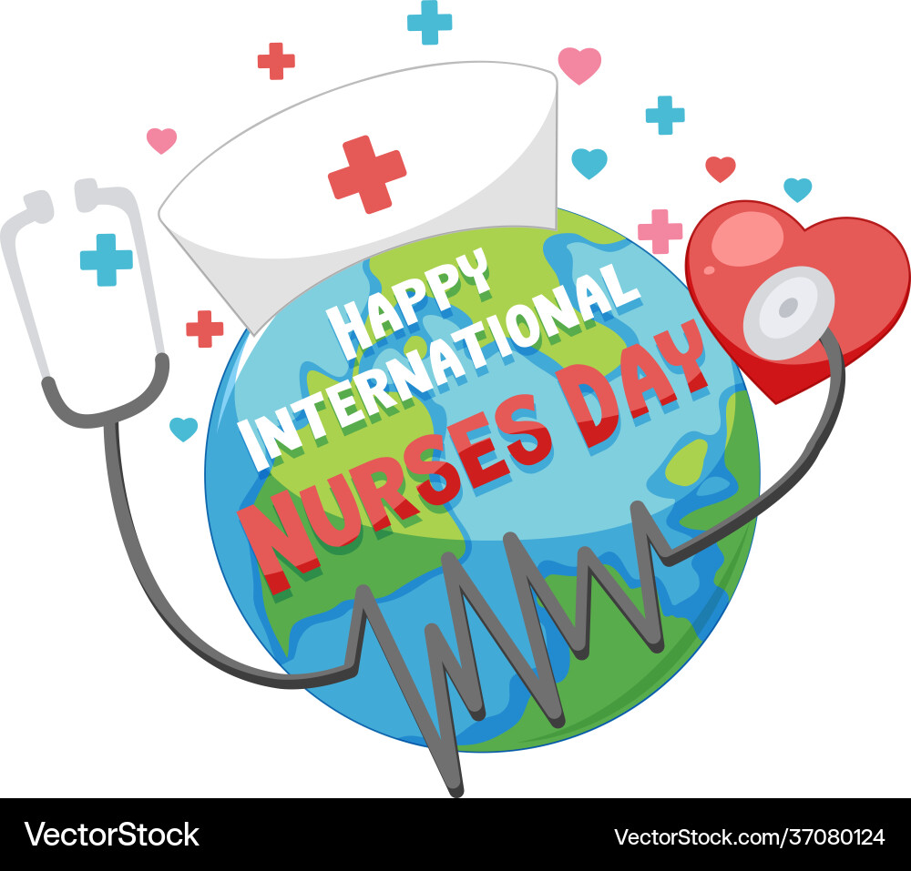 Happy international nurses day font Royalty Free Vector