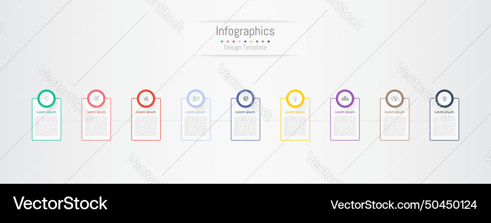 Infographic 9 options design elements Royalty Free Vector