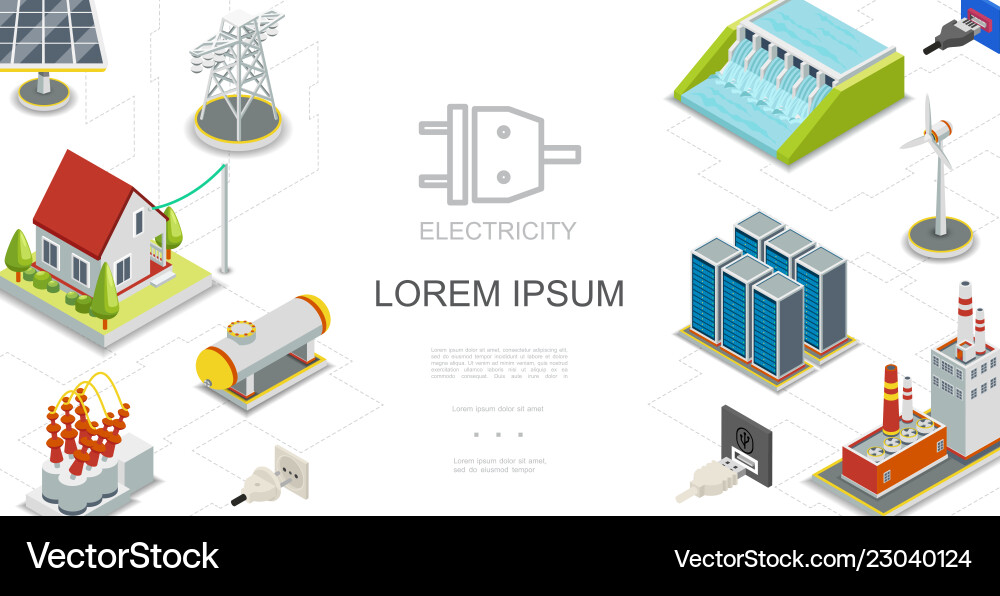 Isometric Energy Concept - Power Generation Vector Image