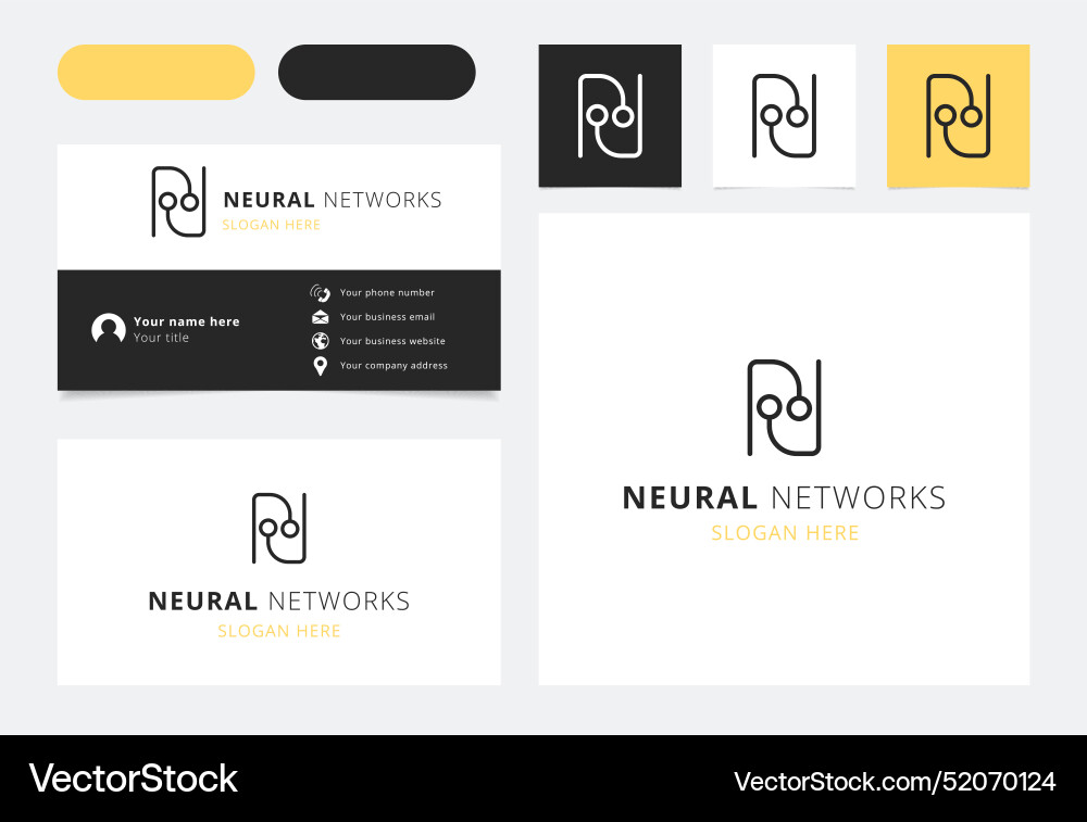 Neural network logo concept featuring Royalty Free Vector