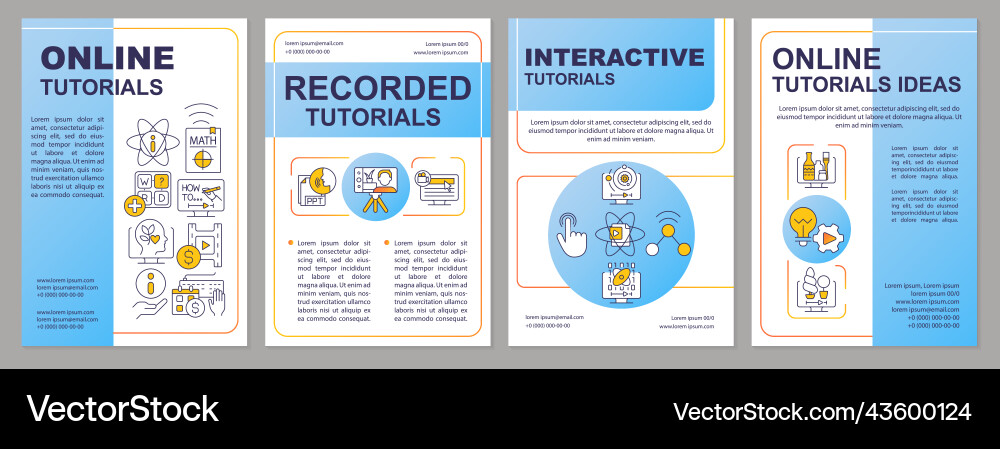 Online tutorials blue brochure template Royalty Free Vector