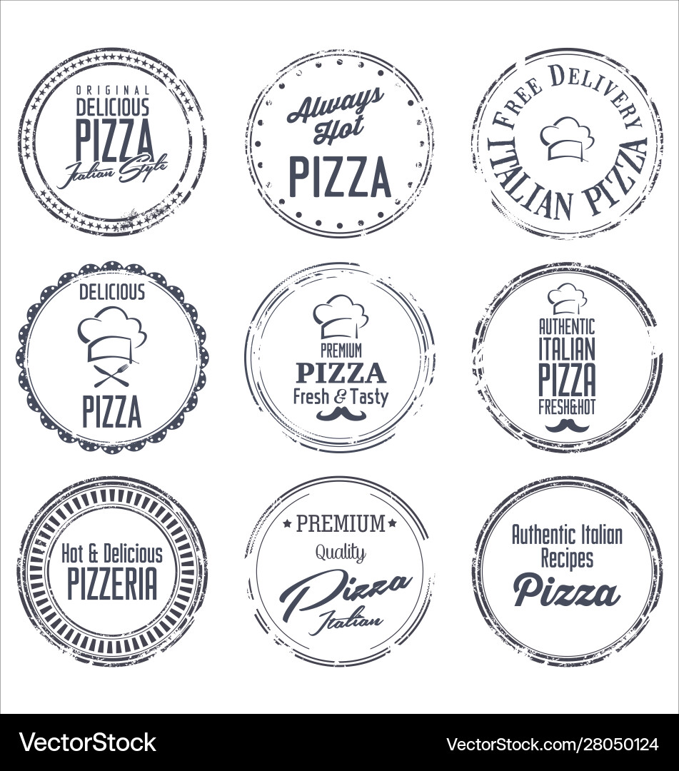 Pizza labels Royalty Free Vector Image - VectorStock