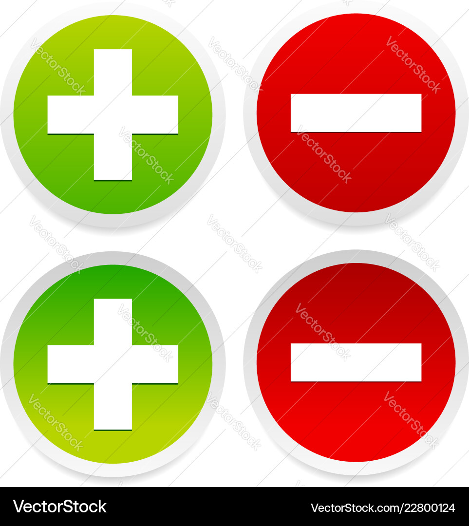 Plus minus buttons with rollover or pressed Vector Image