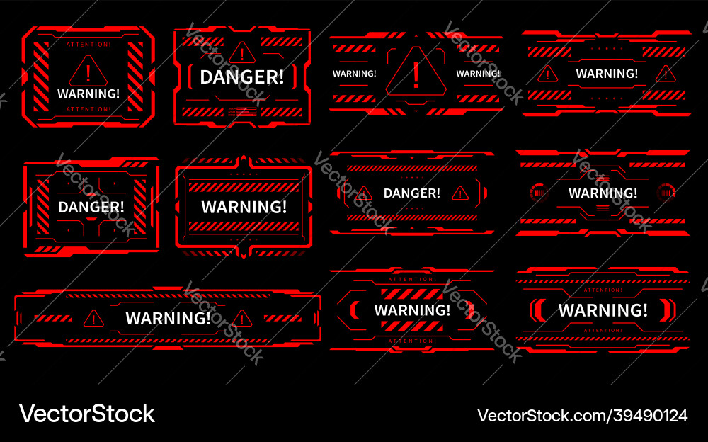 Red Alert & Danger Interface Signs Royalty Free Vector