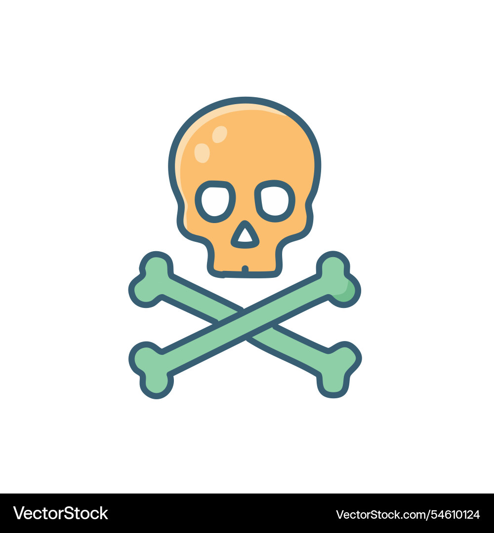 Skull and crossbones flat color icon Royalty Free Vector