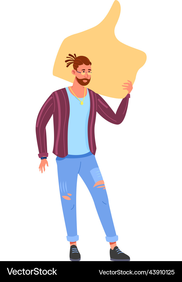 Approval sign man holding thumbs up symbol Vector Image