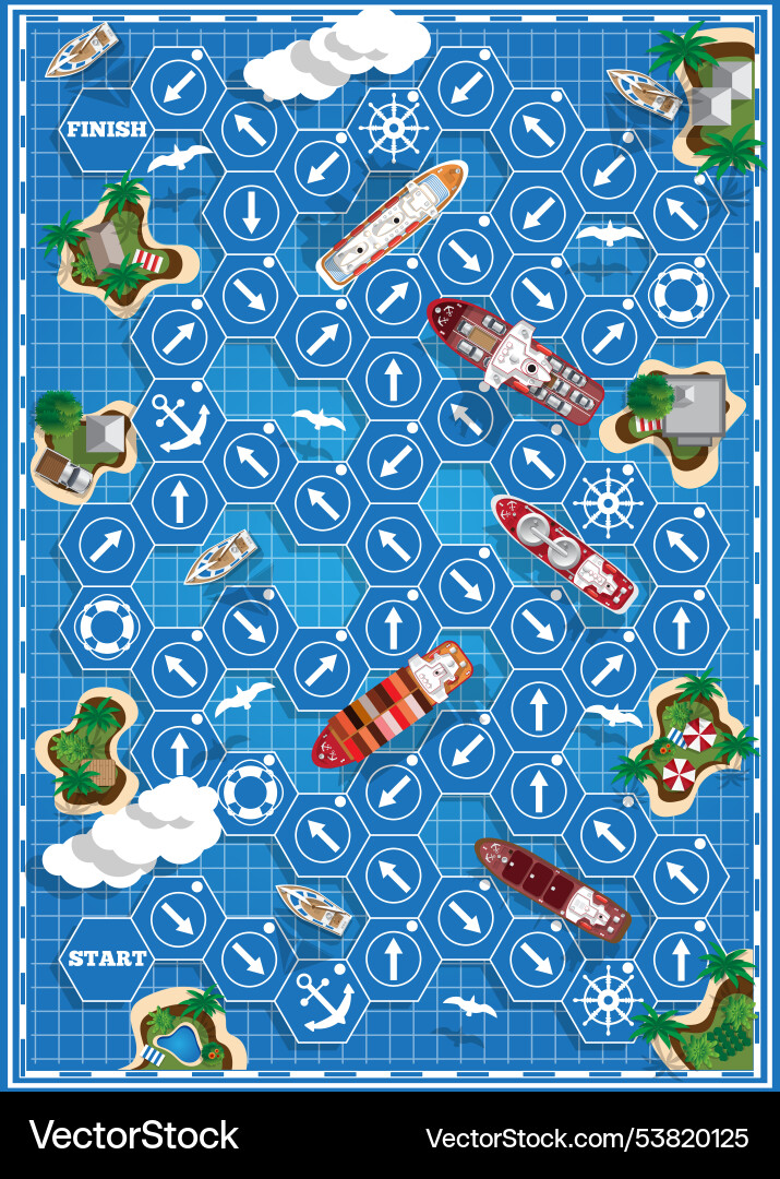 Board game on the sea theme Royalty Free Vector Image