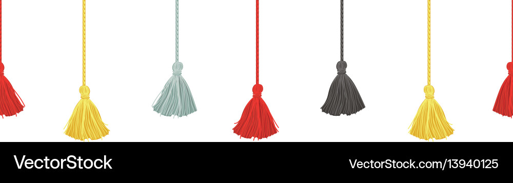 Colorful Tassels with Ropes - Seamless Pattern Vector Image
