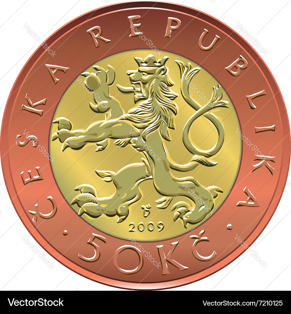 Fifty Czech Crown Coin - Czech Republic Royalty Free Vector