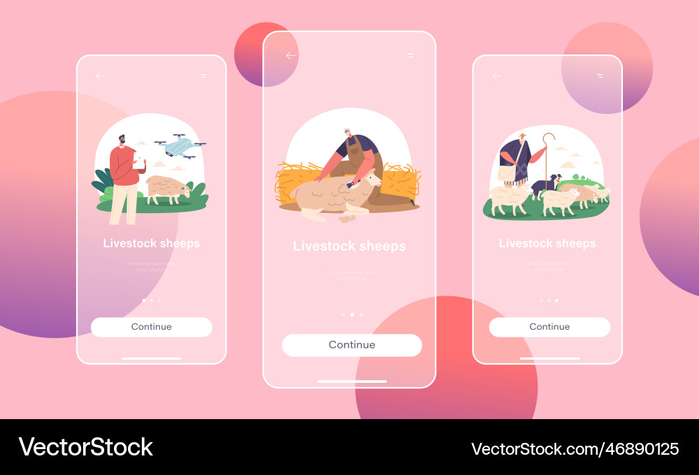 Livestock sheep mobile app page onboard screen Vector Image