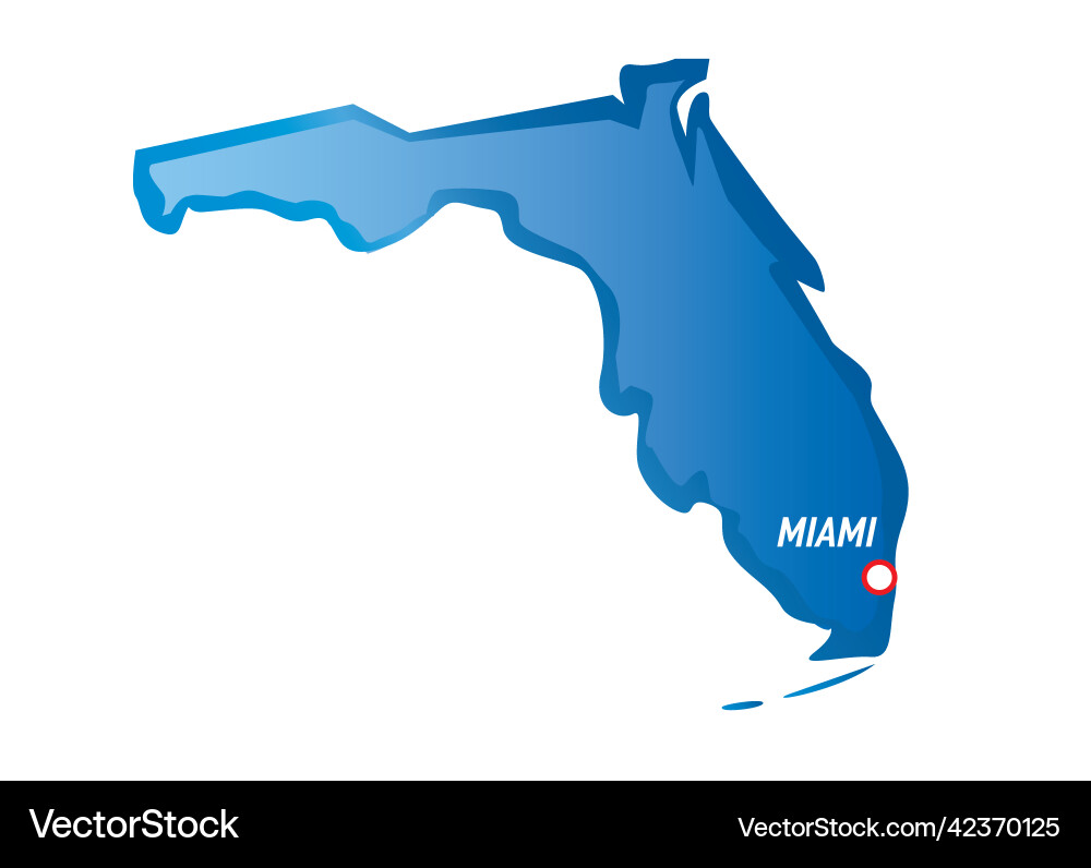 Map of florida and miami outline Royalty Free Vector Image