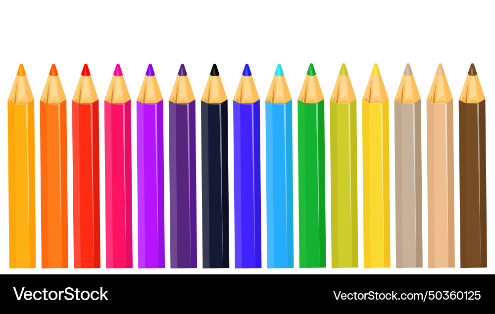 Set of multi-colored pencils for drawing Vector Image