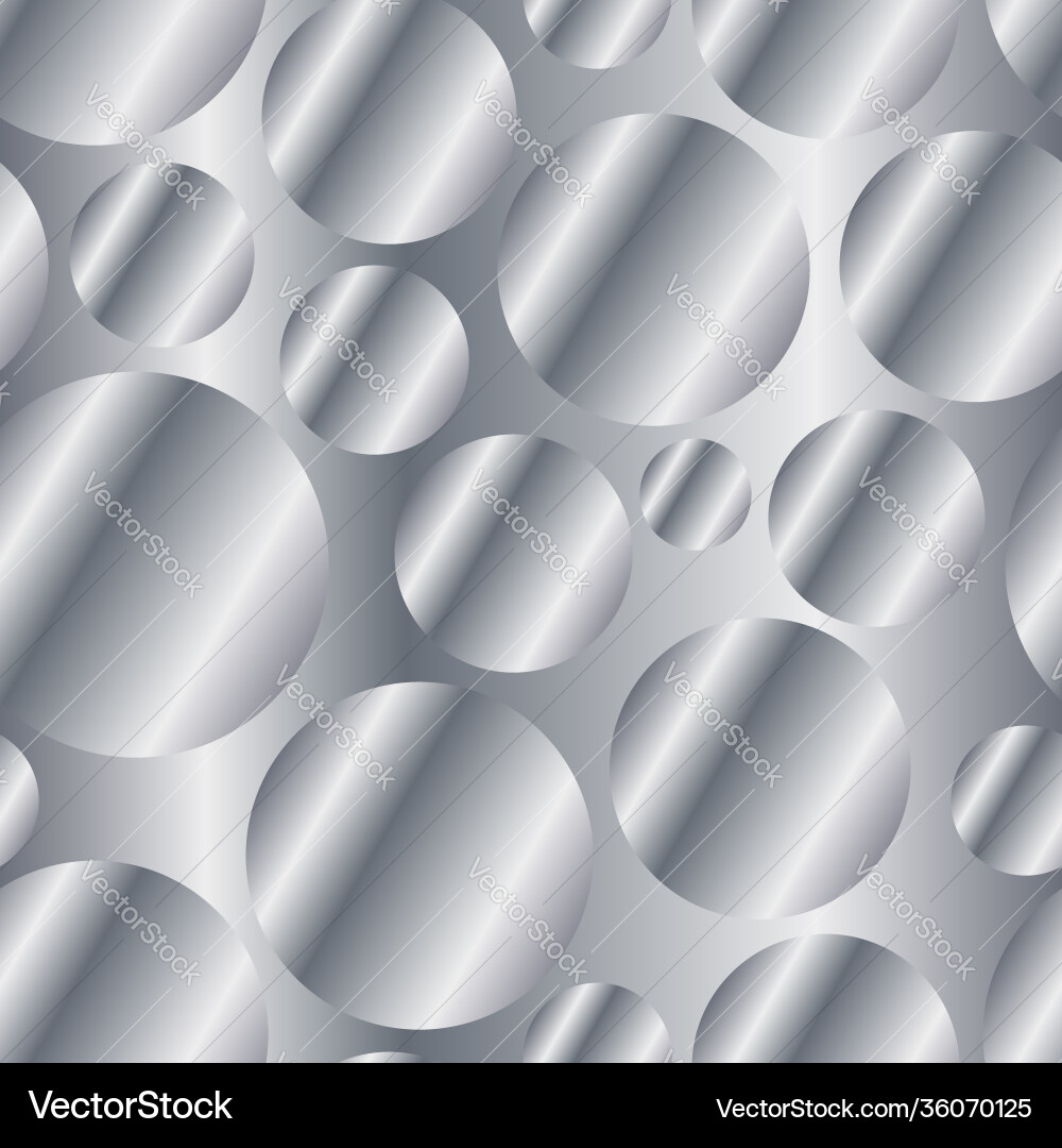 Silver metal gradient circles seamless pattern Vector Image