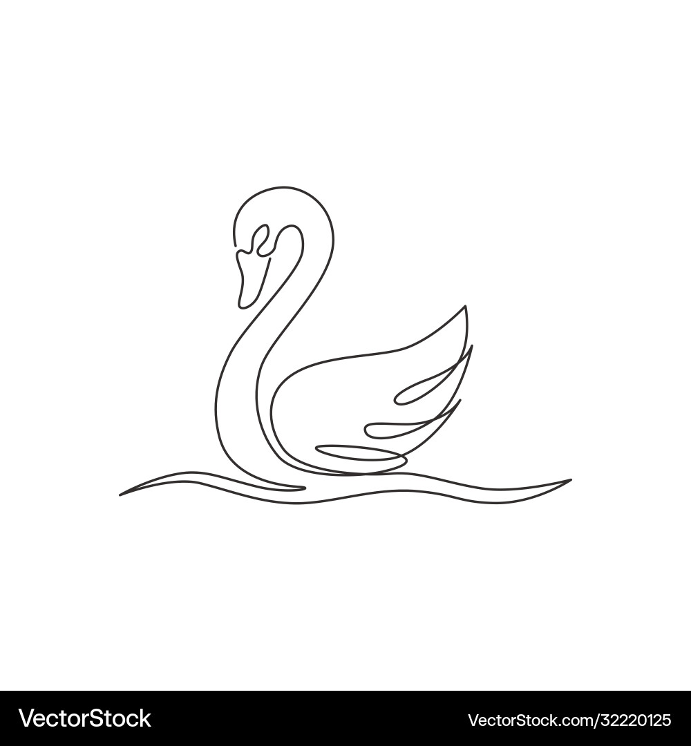 Single continuous line drawing elegance swan Vector Image