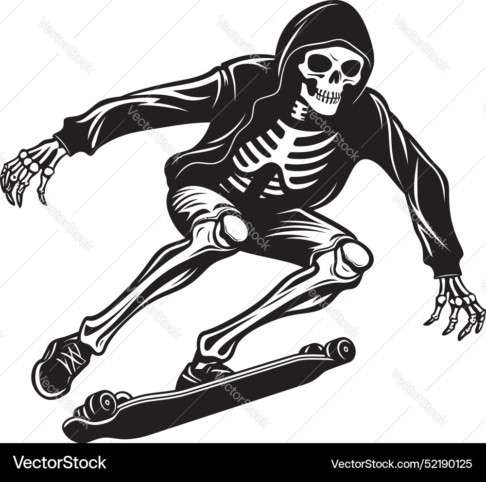 Skaters shadow skateboarding skeleton black icon Vector Image