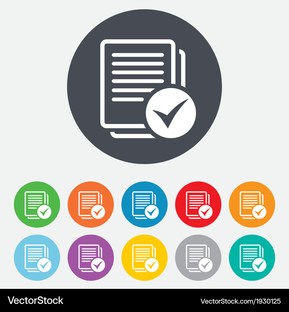 Text file sign icon check document symbol Vector Image