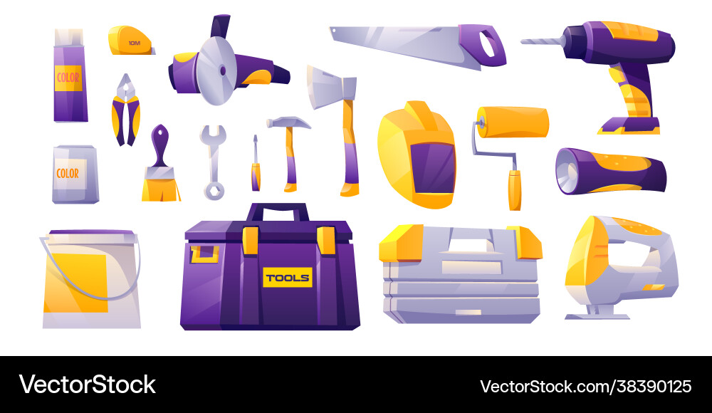 Tools set hardware construction shop instruments Vector Image