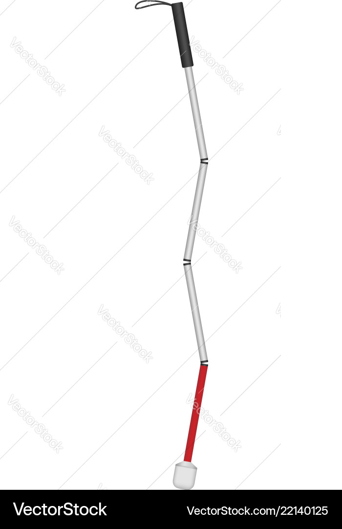 White cane stick icon realistic style Royalty Free Vector