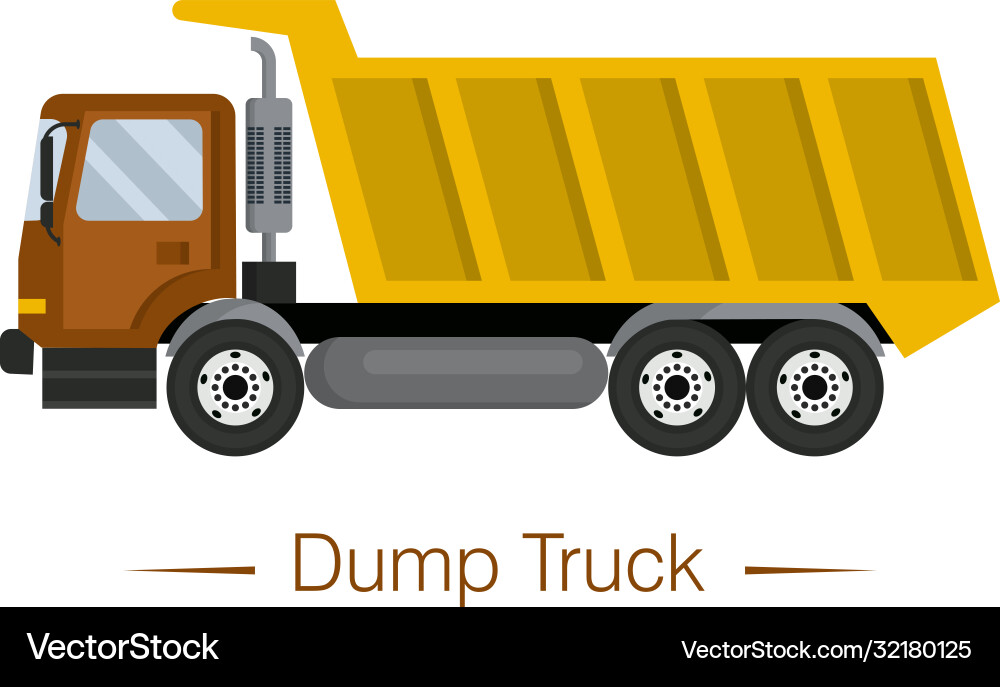 Yellow modern dump truck with brown cab Royalty Free Vector