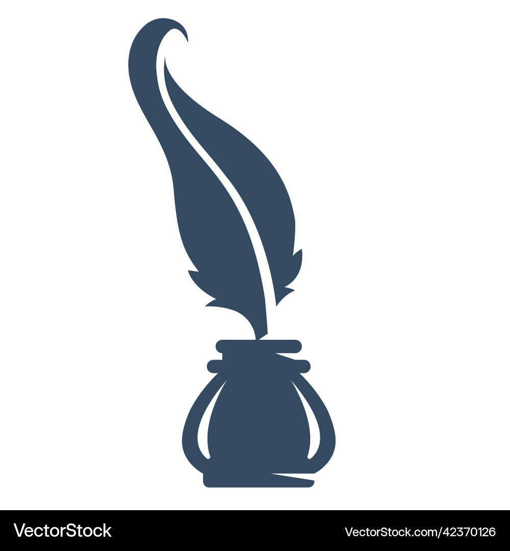 Black inkwell icon with white nib Royalty Free Vector Image