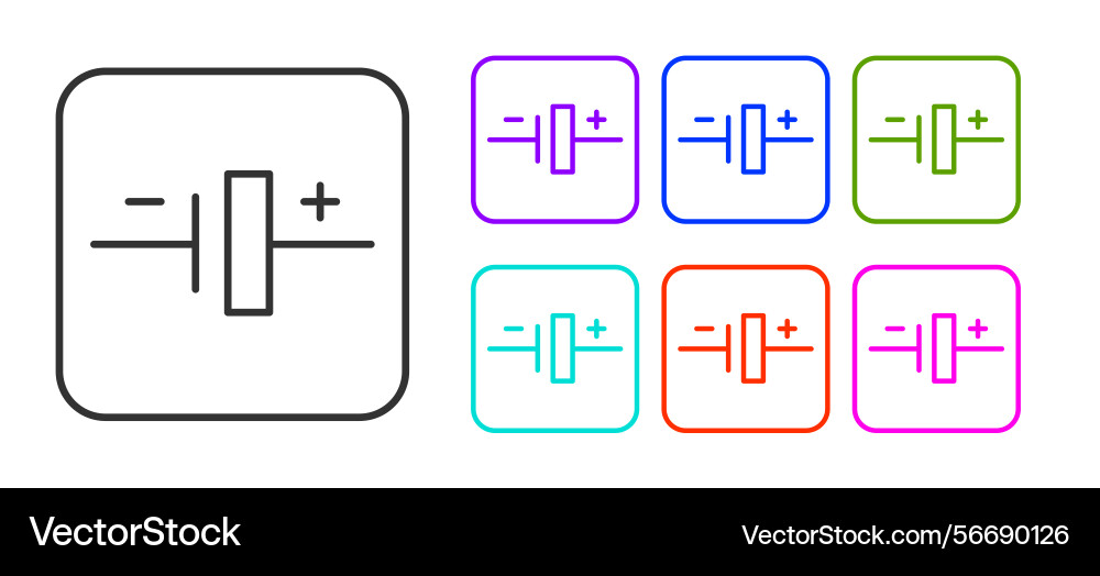 Black line dc voltage source icon isolated Vector Image