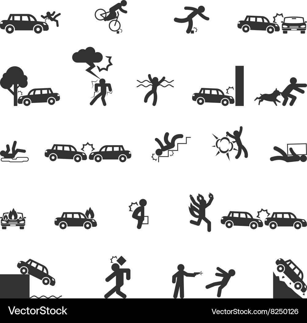 Car Accident Icons - Danger & Risk Royalty Free Vector