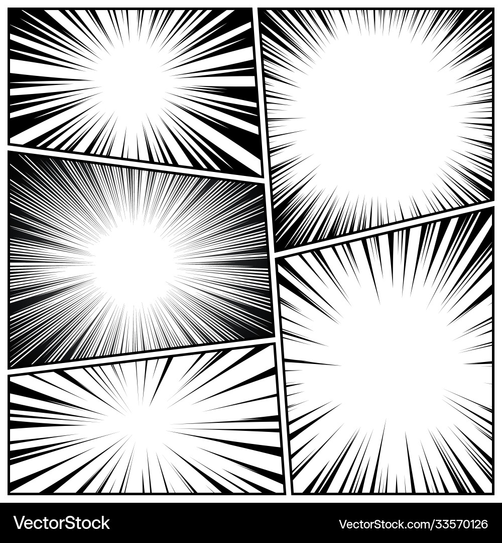 Comic book radial lines collection comics Vector Image