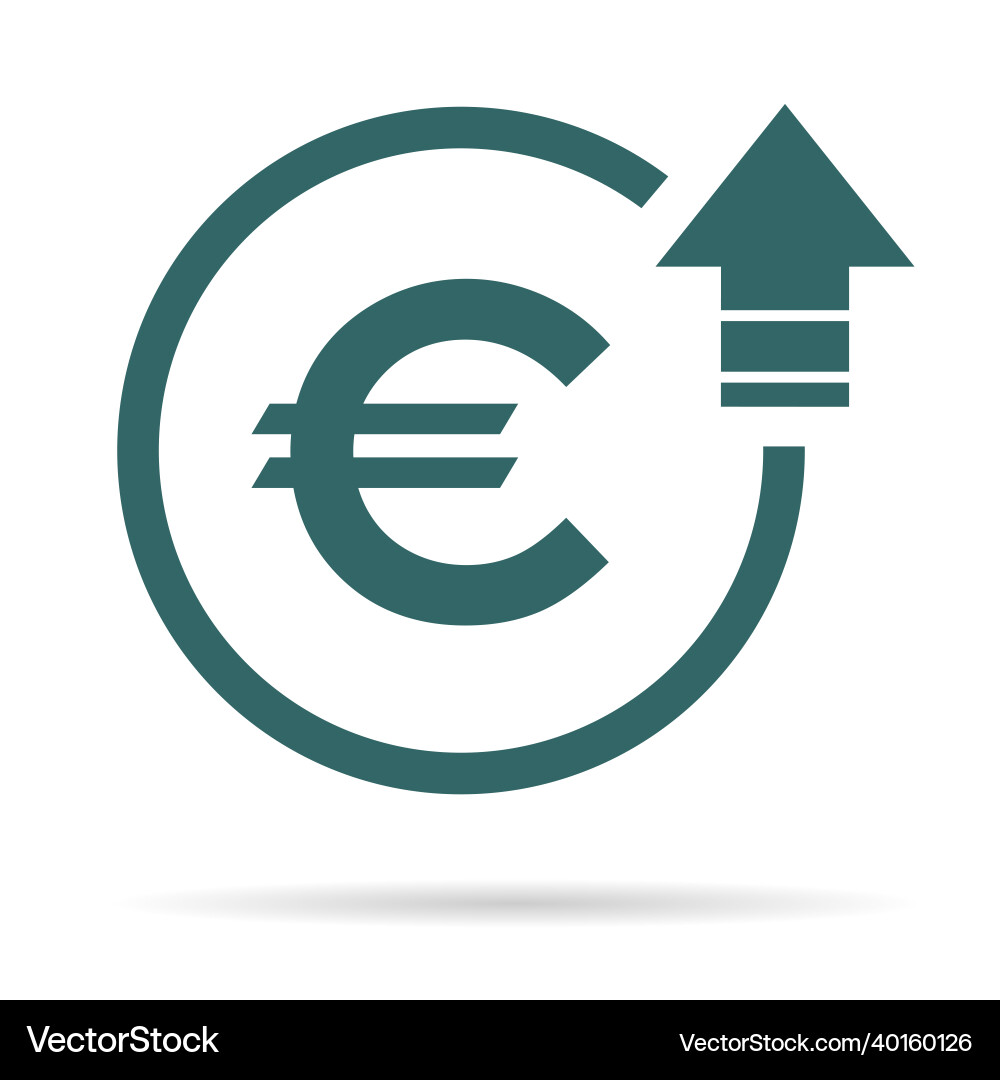 Cost symbol euro increase icon image Royalty Free Vector