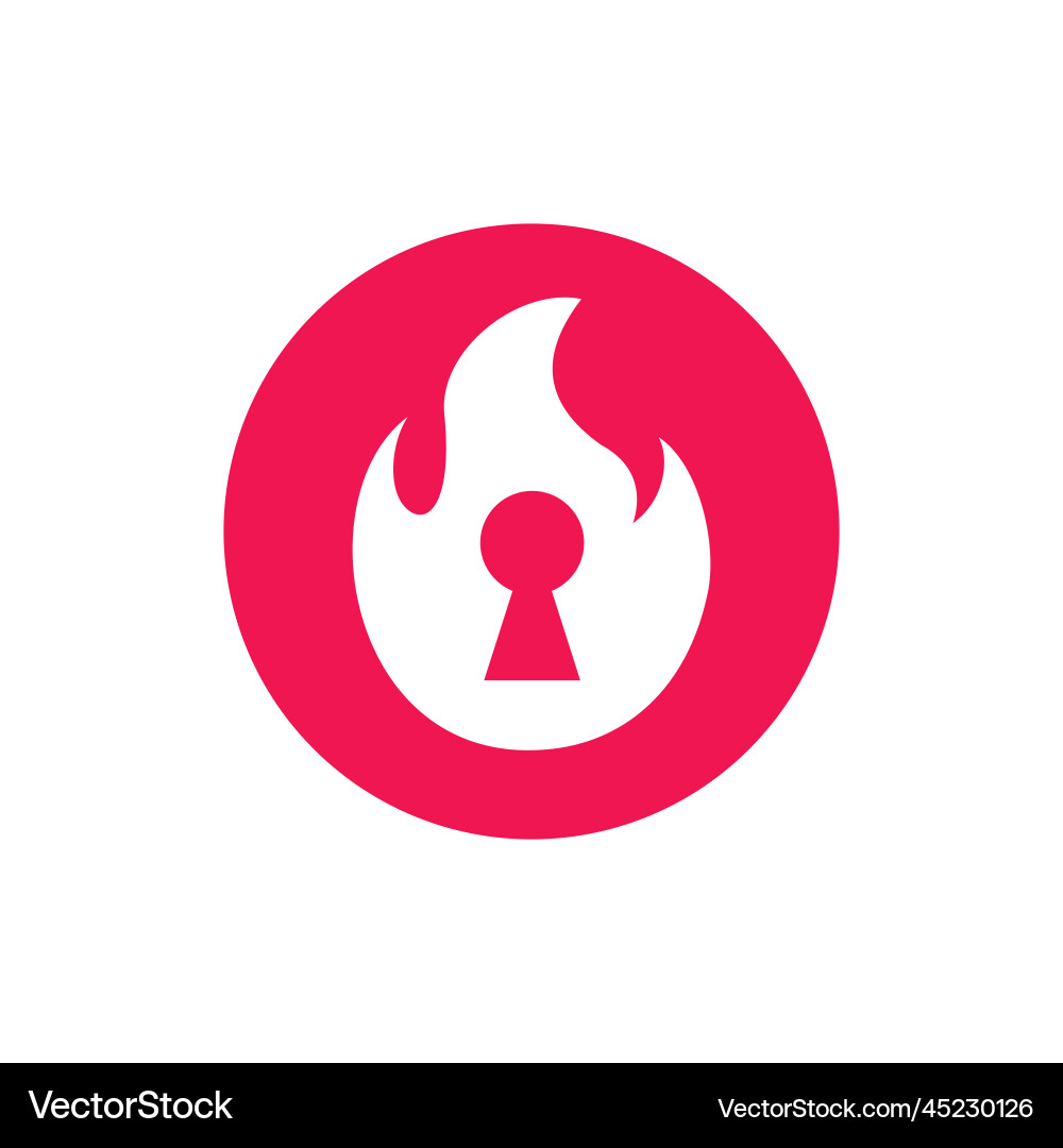 Fire lock logo icon design template Royalty Free Vector