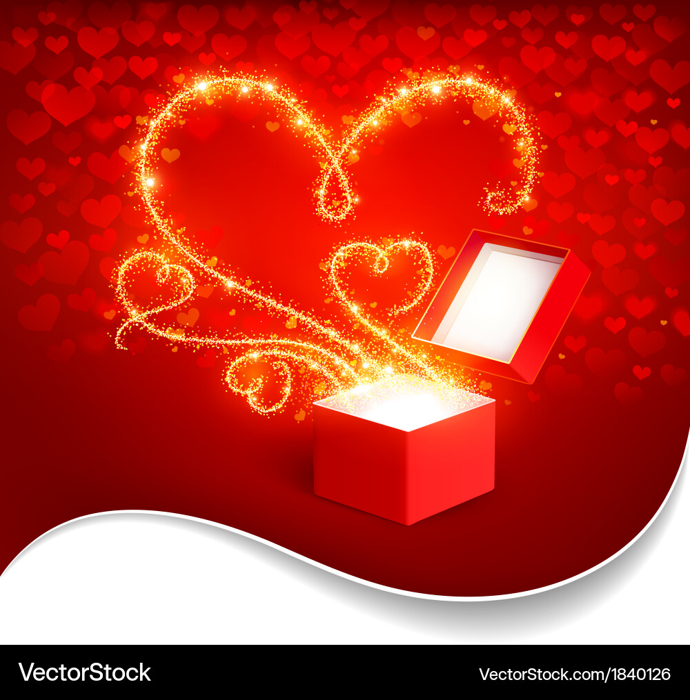 Gift box with magic hearts Royalty Free Vector Image