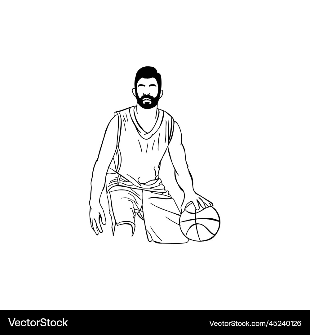 Human with basketball silhouette crea Royalty Free Vector