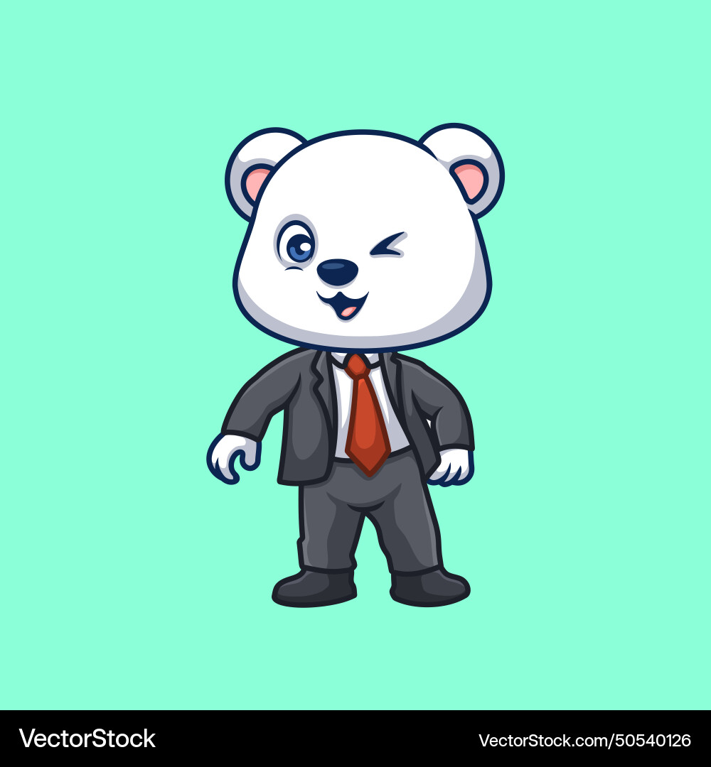 Manager polar bear cute cartoon Royalty Free Vector Image
