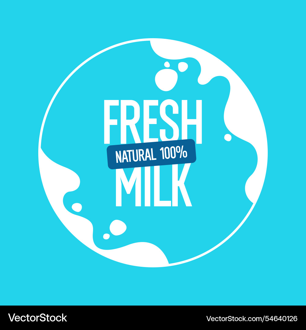 Modern poster fresh milk with splashes Royalty Free Vector