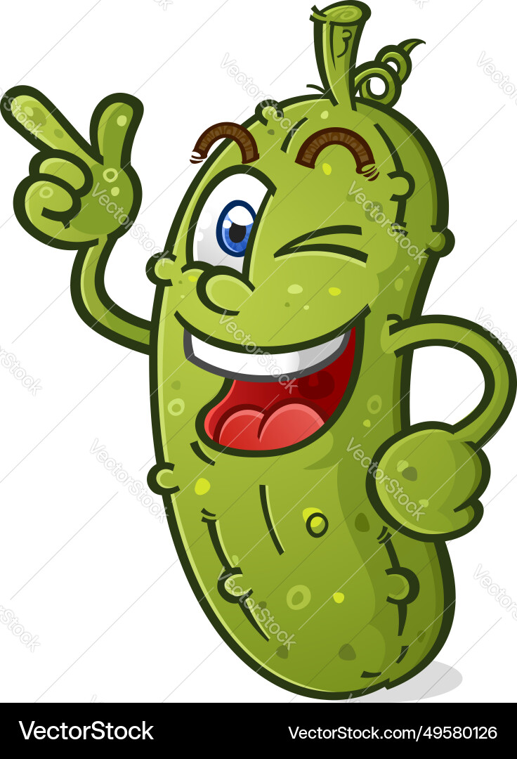 Pickle cartoon with attitude winking and pointing Vector Image