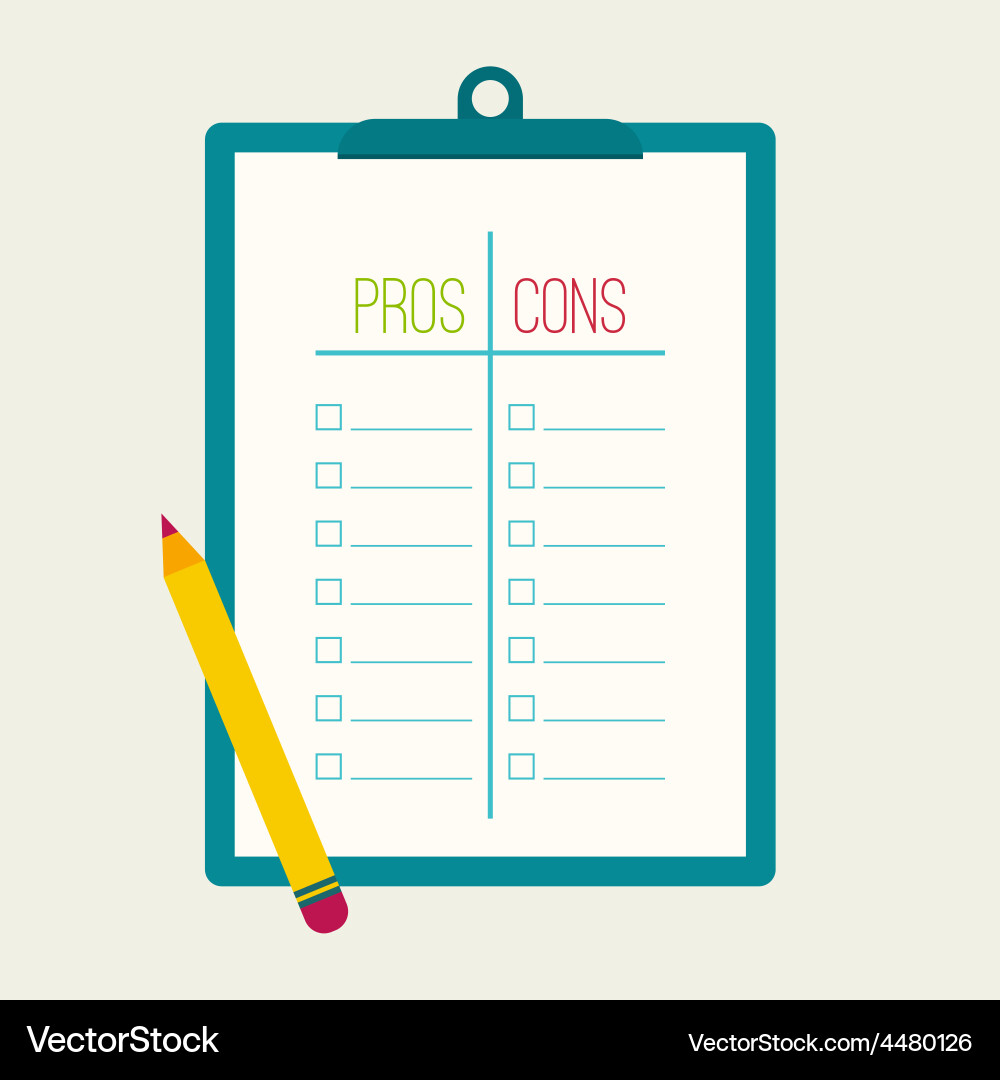 Pros and cons list Royalty Free Vector Image - VectorStock
