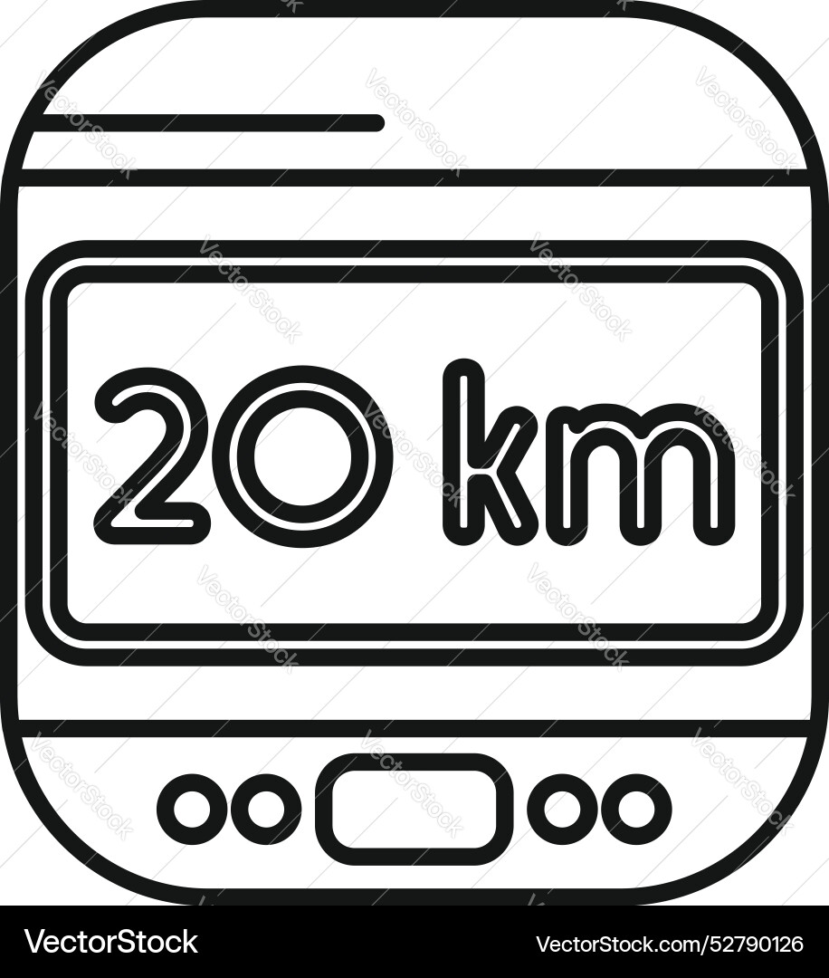 Smartwatch showing 20 kilometers distance tracker Vector Image