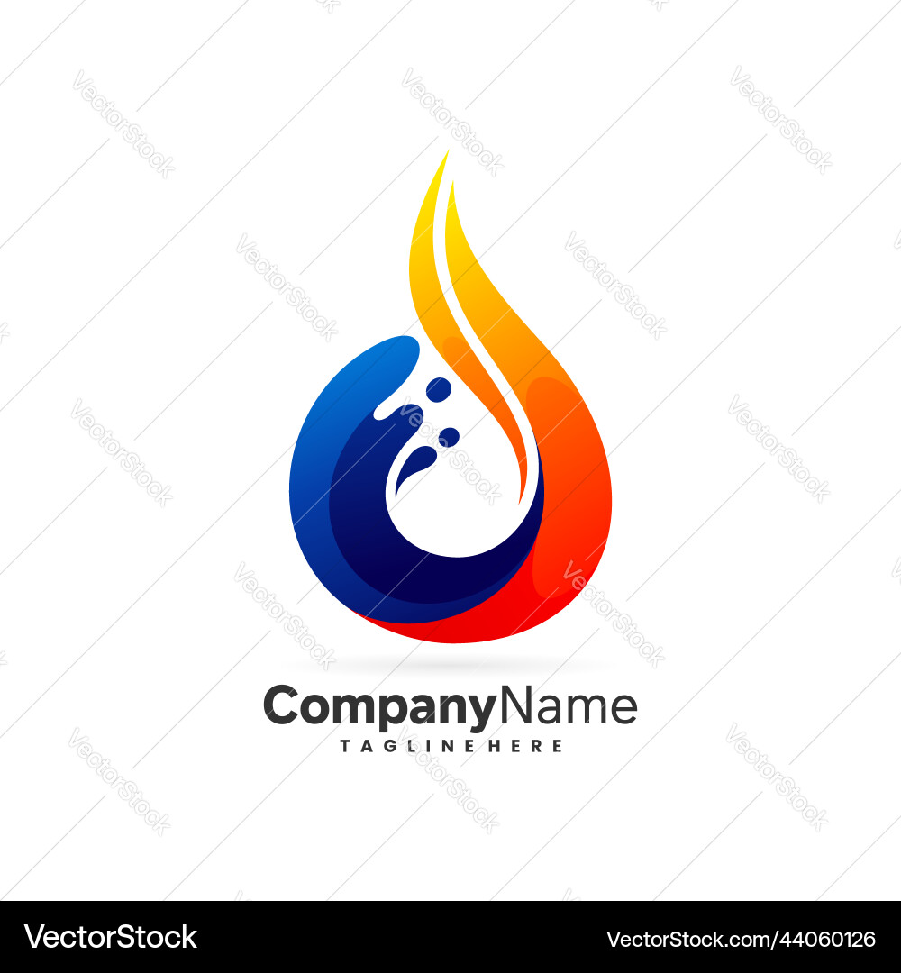 Water fire logo design template Royalty Free Vector Image