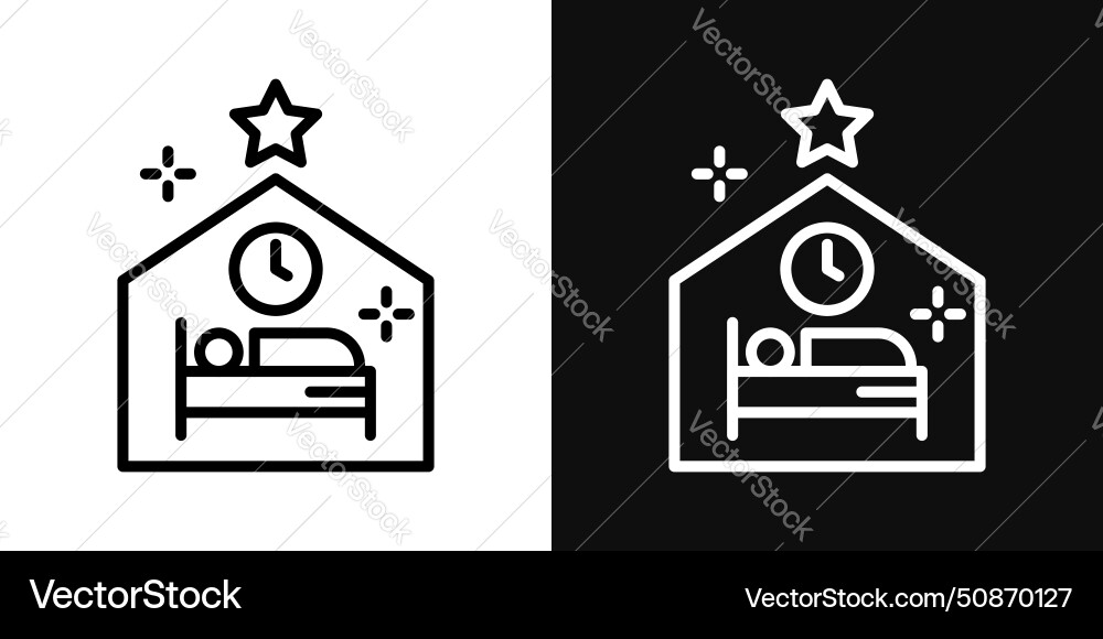 Accommodation icon set hotel bedroom lodging Vector Image