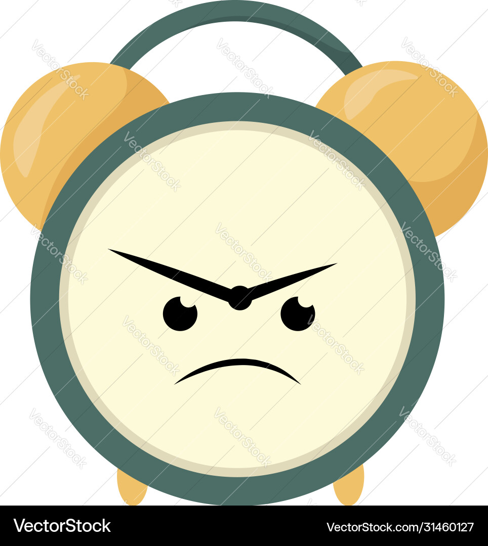 Angry clock on white background Royalty Free Vector Image