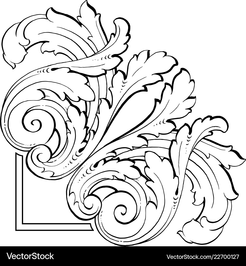 Baroque Floral Ornament Royalty Free Vector Image