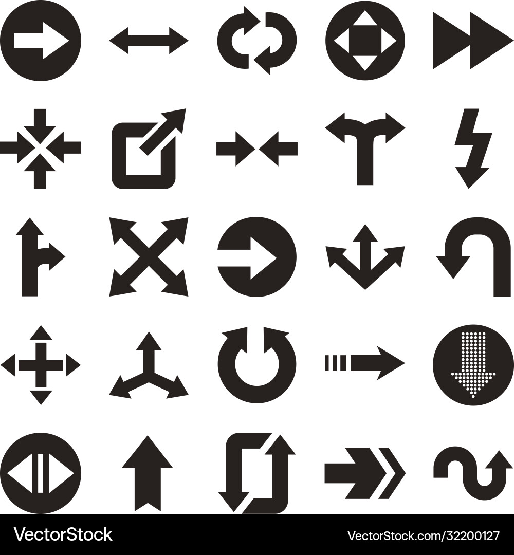 Bundle arrows set icons Royalty Free Vector Image