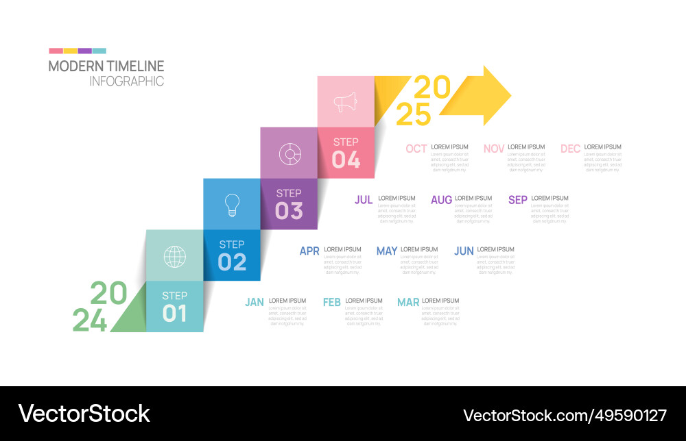 Business step timeline infographic arrow template Vector Image