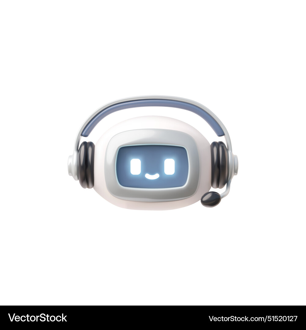 Chatbot robot head with microphone and headphones Vector Image