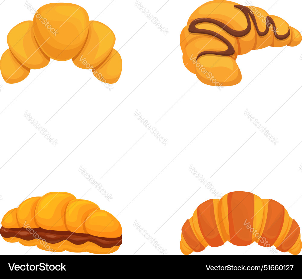 Collection of four different styled croissant Vector Image