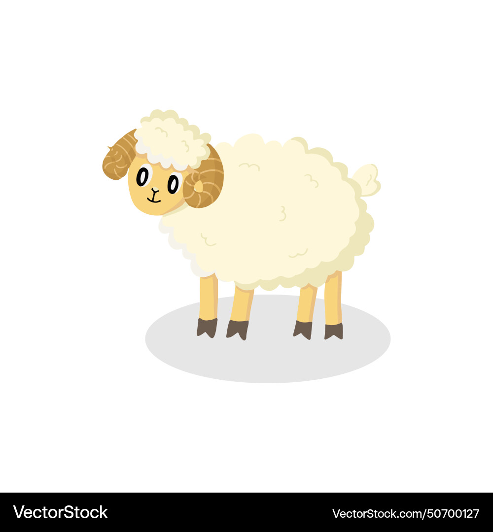 Cute ram standing alone on a plain white Vector Image