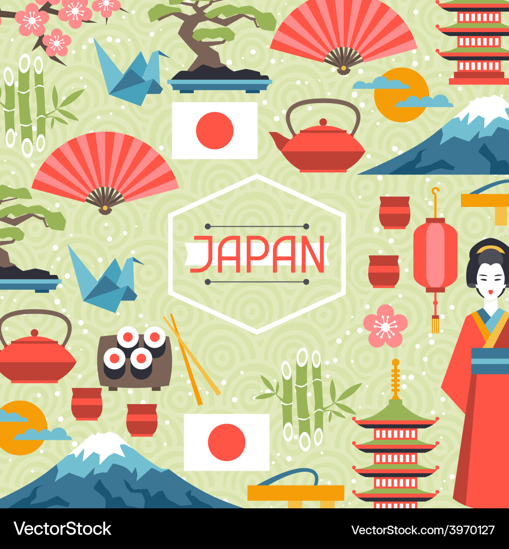 Japan background design Royalty Free Vector Image