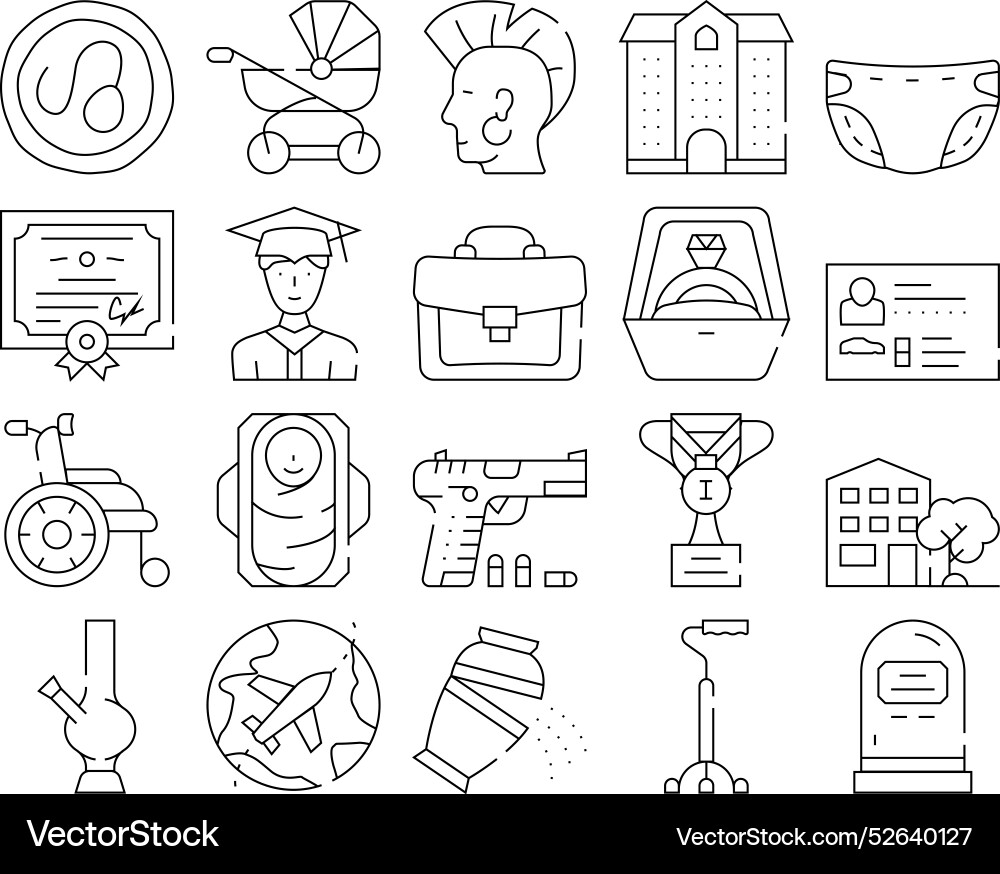 Life cycle people collection icons set Royalty Free Vector