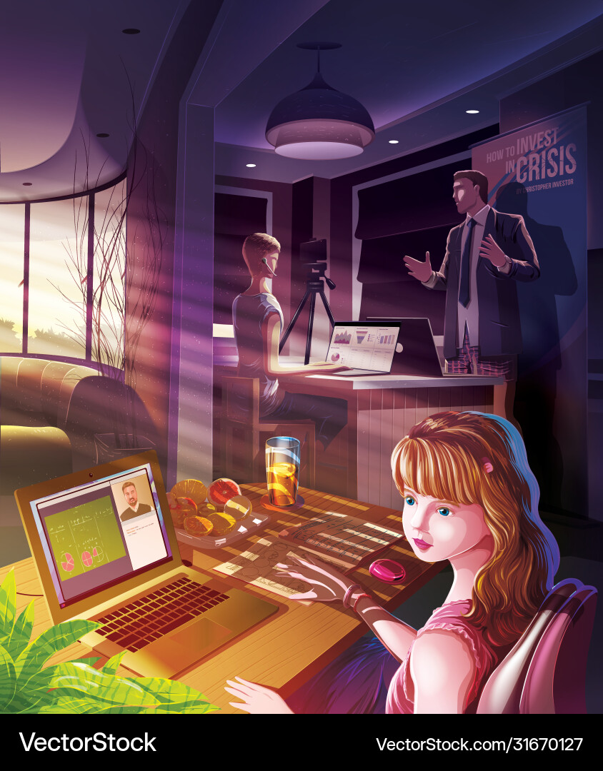 Remote Learning & Work Royalty Free Vector Image